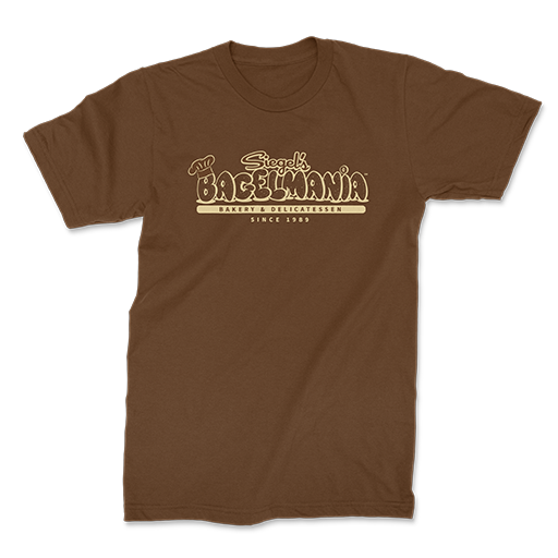 Bagelmania Vintage Brown Logo T Shirt | Bagelmania Las Vegas Deli