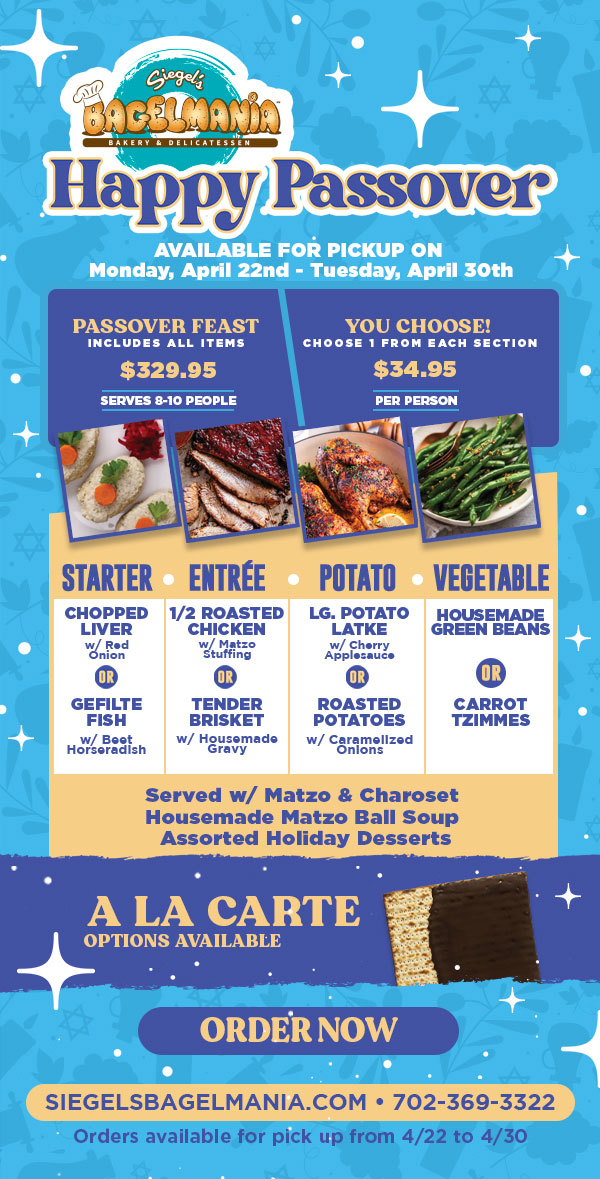 Passover Catering in Las Vegas by Siegel's Bagelmania in 2024
